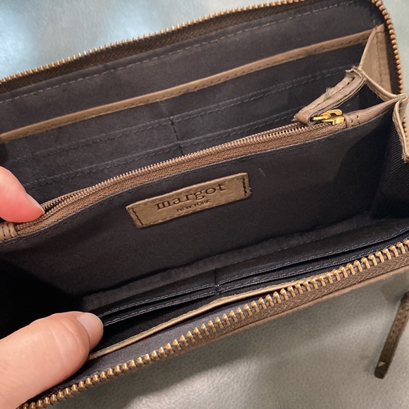 margot | Bags | Margot New York Chevron Gabby Leather Zip Around Wallet ...